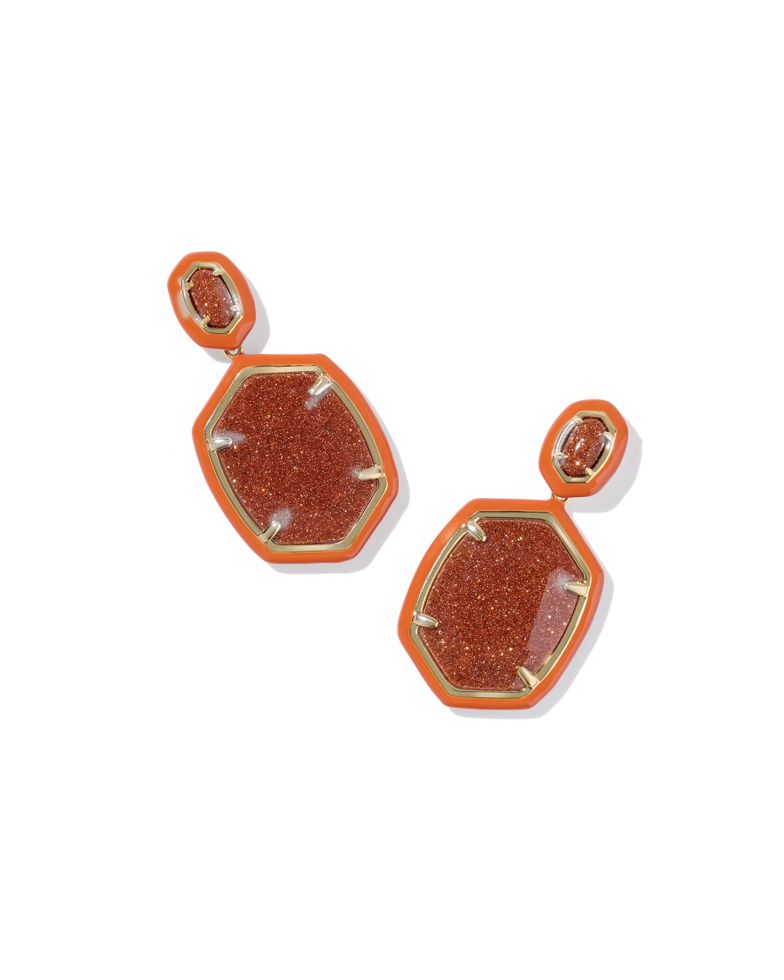 Daphne Enamel Frame Gold Drop Earrings | Brazos Avenue Market